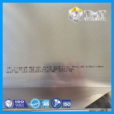 Feuille/plaque de titane implantable ASTM F136/ISO5832-3 Ti-6Al-4V Eli/GR.23 pour le médical